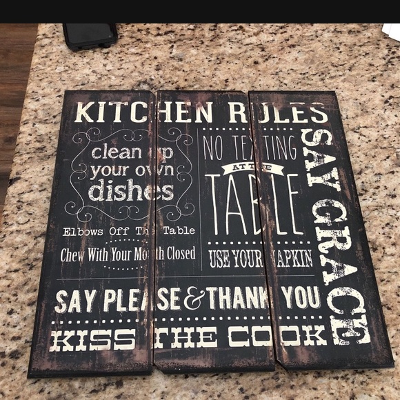 Accents | Kitchen Rules Sign | Poshmark